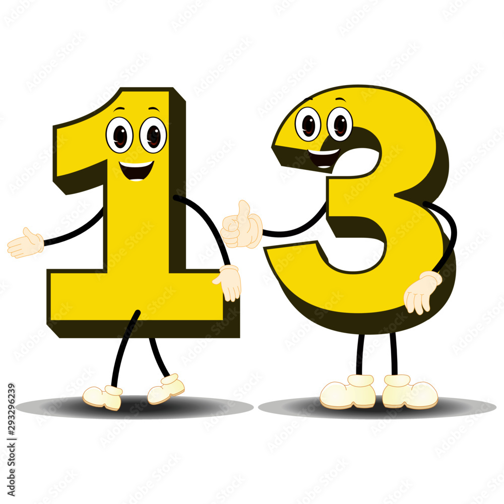 Number Thirteen - Cartoon Vector Image Stock Vector | Adobe Stock