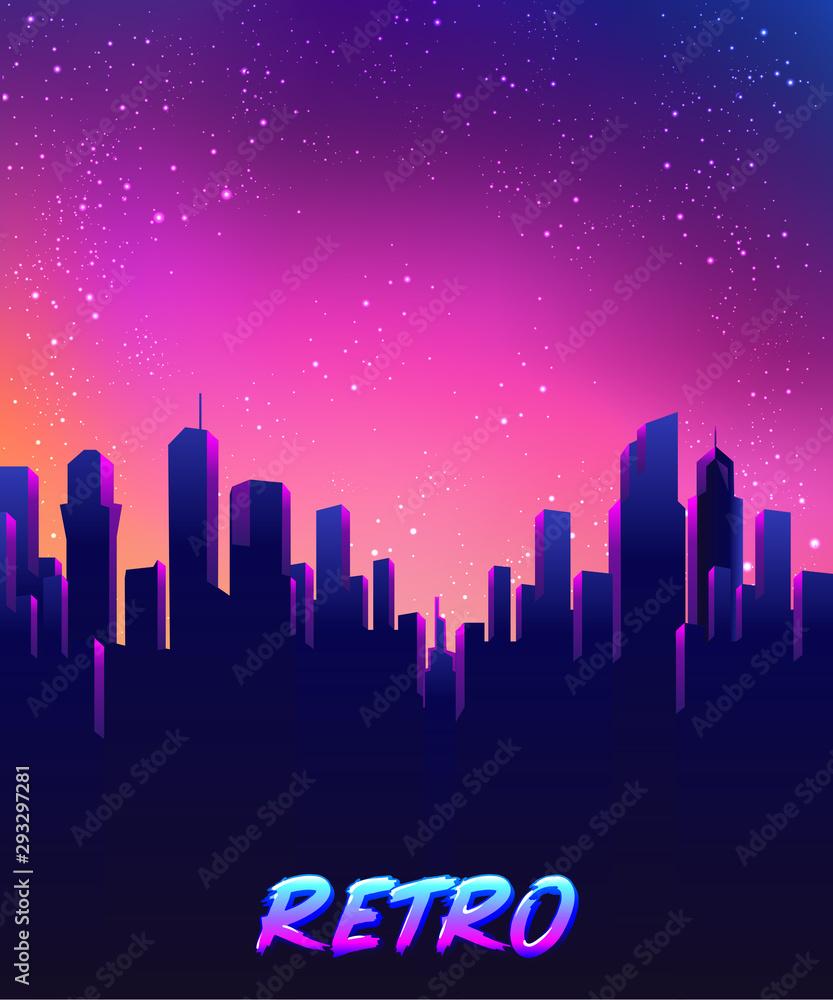 Stockvektorbilden Retro Futurism. Vector futuristic synth wave ...