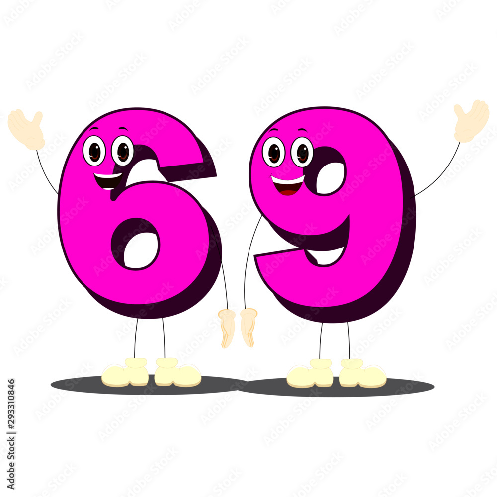 Number Sixty Nine - Cartoon Vector Image Stock Vector | Adobe Stock