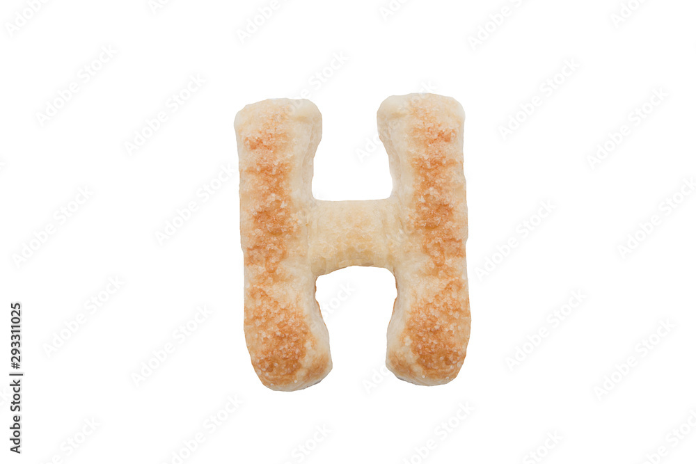Letter "H" made from sweet puffs. Edible English alphabet. The letters ...