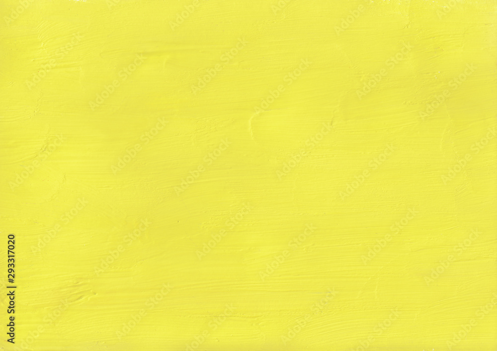 Yellow background with brush strokes of acrylic paint on paper. Hand ...