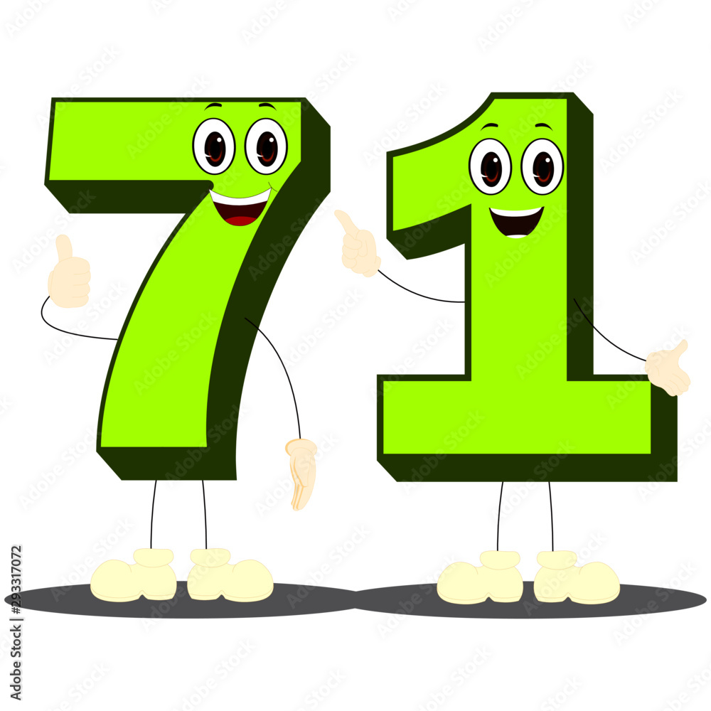 Number Seventy One - Cartoon Vector Image Stock Vector | Adobe Stock