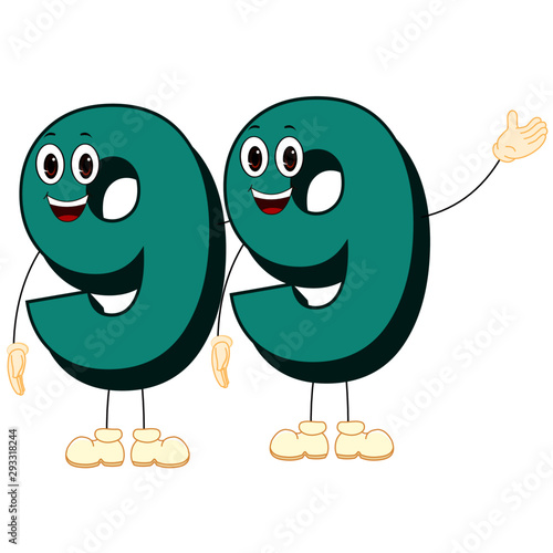 Number Ninety Nine - Cartoon Vector Image Stock Vector | Adobe Stock