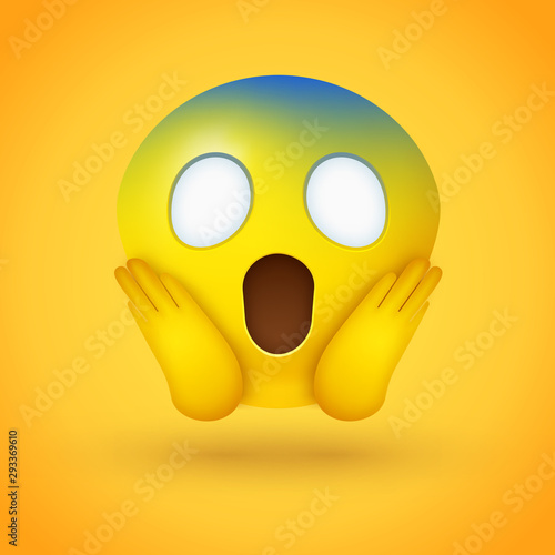 Emoji face screaming in fear with wide white eyes, a long open mouth ...