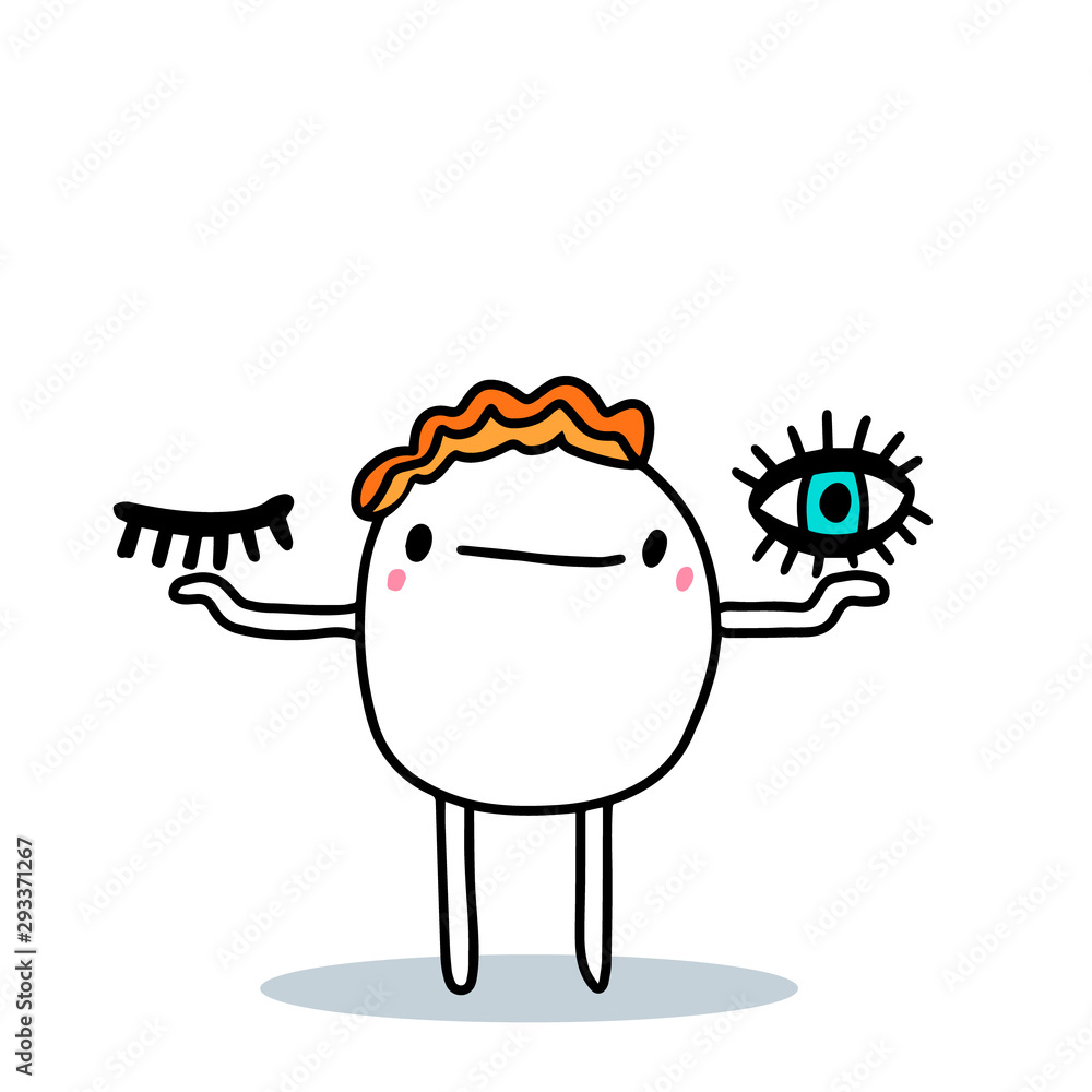 เวกเตอร์ Stock Cartoon man choosing between open sight and closed eye ...