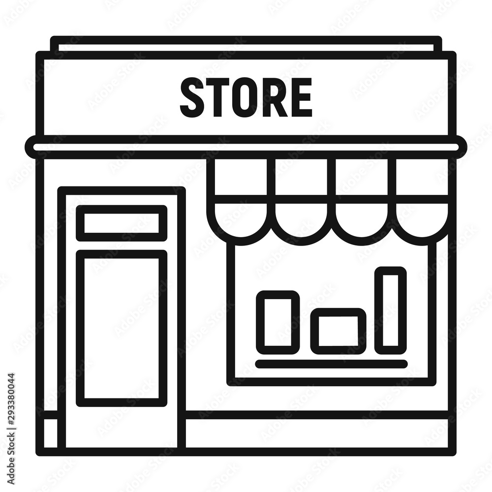 Street shop store icon. Outline street shop store vector icon for web design isolated on white ...