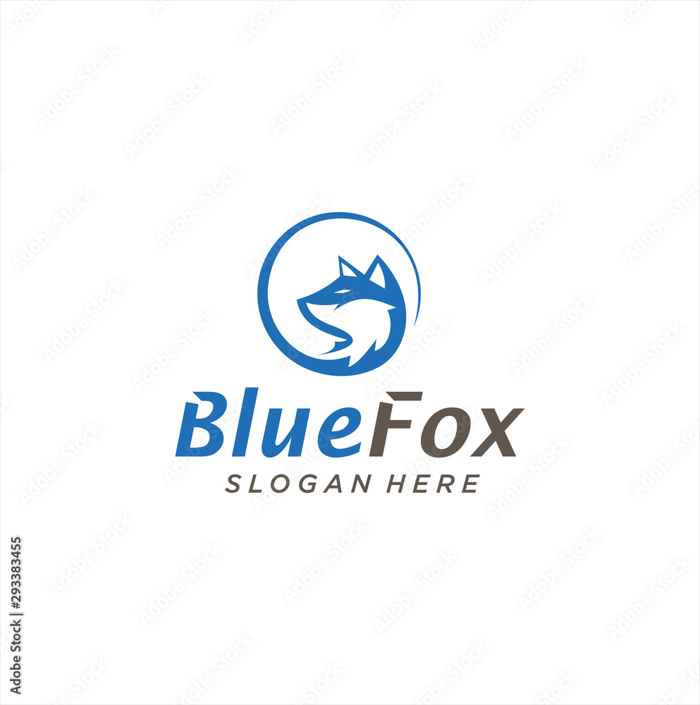 Blue Fox Logo Design Inspirations . Head Fox Logo Circle Round Design ...