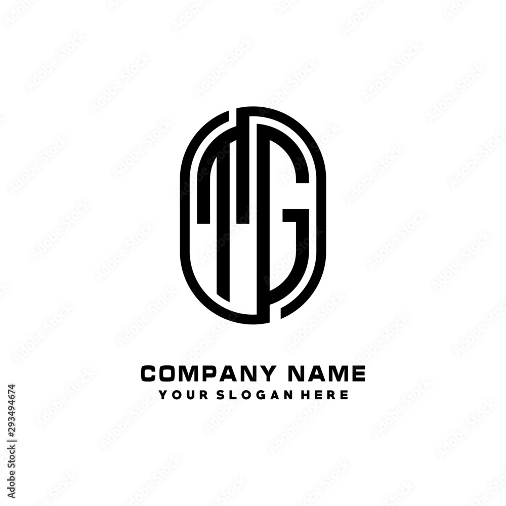 Initial Letter TG Linked Rounded Design Logo, Black color. feminine ...