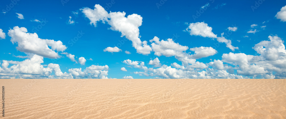 Panorama Landscape Of Desert And blue Sky clouds Background.Desert sand ...