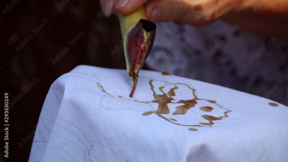 process of making batik painting at Batik Seno Yogyakarta. Create and ...