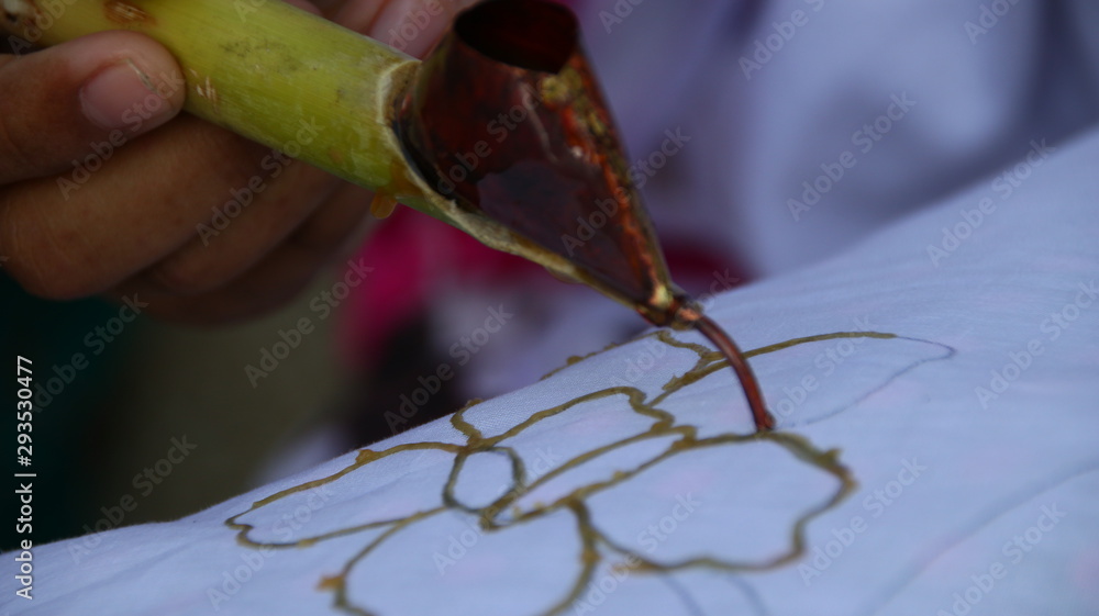 Photo Stock process of making batik painting at Batik Seno Yogyakarta ...