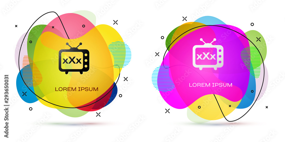 Color XXX tv old television icon isolated on white background. Age ...