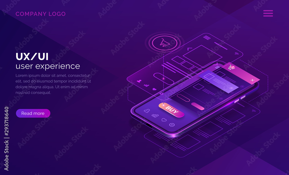 User experience concept vector isometric illustration. Mobile app ux ...