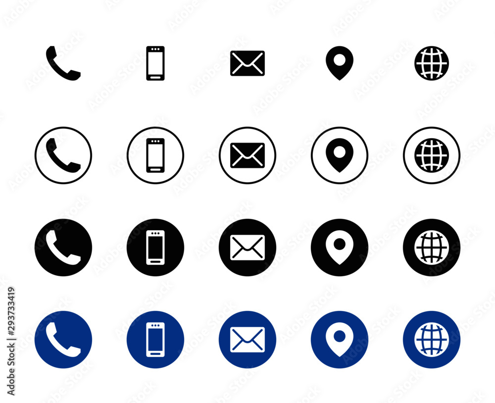 4 Different Contact Icons Stock Vector | Adobe Stock