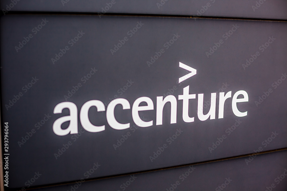 Accenture logo at building in Munich, Germany Stock Photo | Adobe Stock