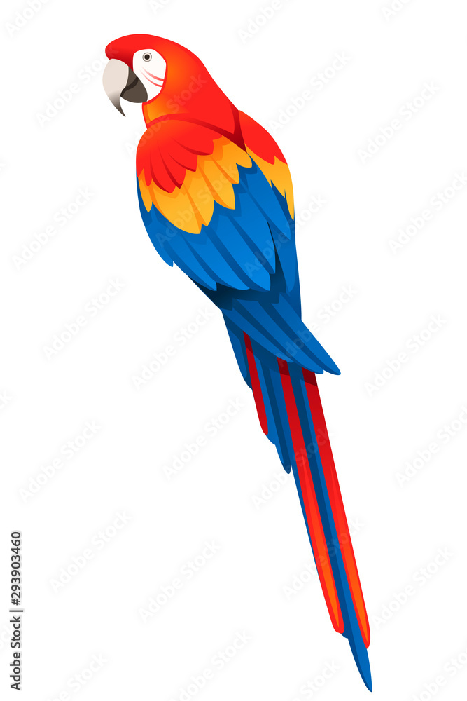 Adult parrot of red-and-green macaw Ara sitting (Ara chloropterus ...