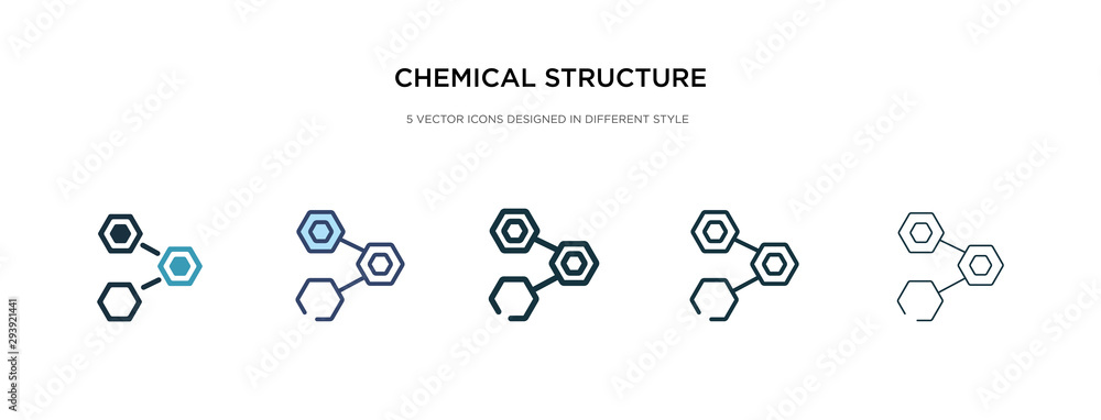 chemical structure icon in different style vector illustration. two ...