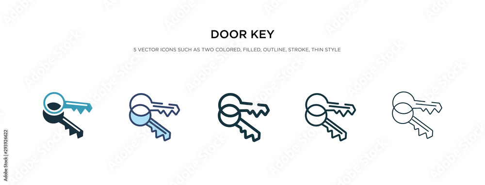 door key icon in different style vector illustration. two colored and ...