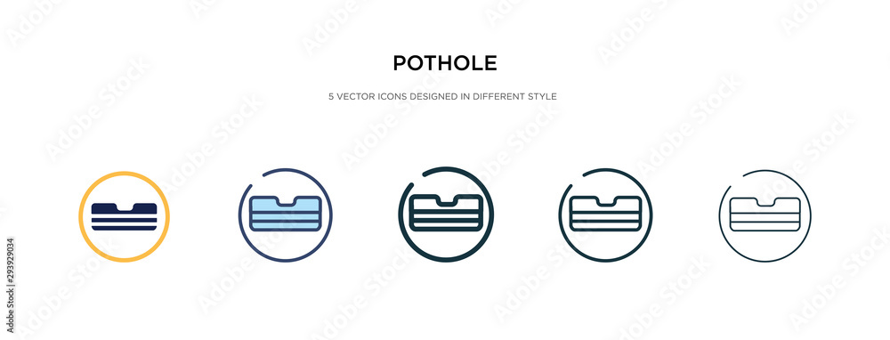 pothole icon in different style vector illustration. two colored and ...