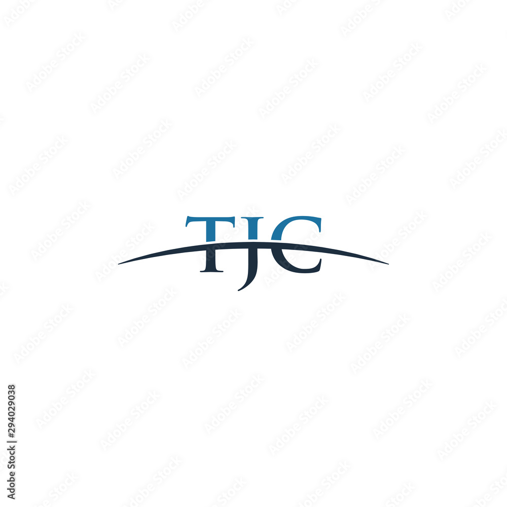 Initial letter TJC, overlapping movement swoosh horizon logo company ...