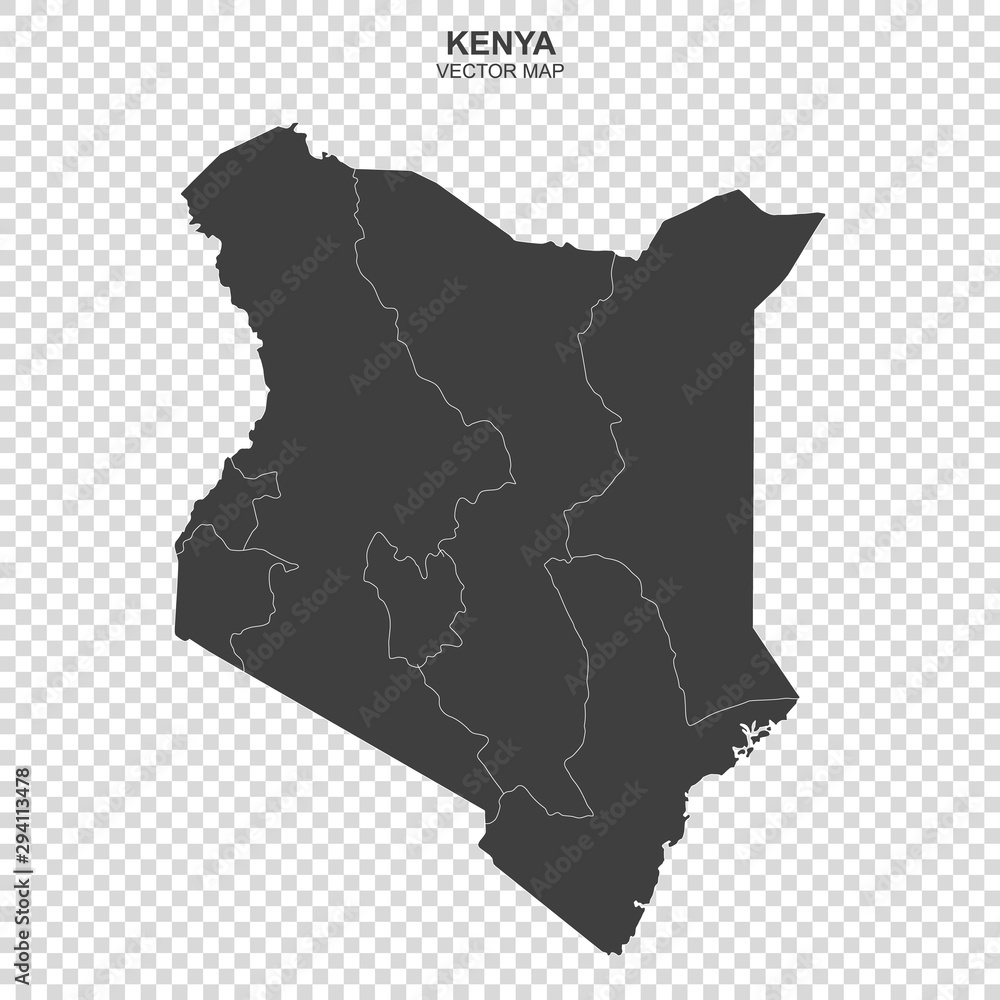 political map of Kenya isolated on transparent background Stock Vector ...