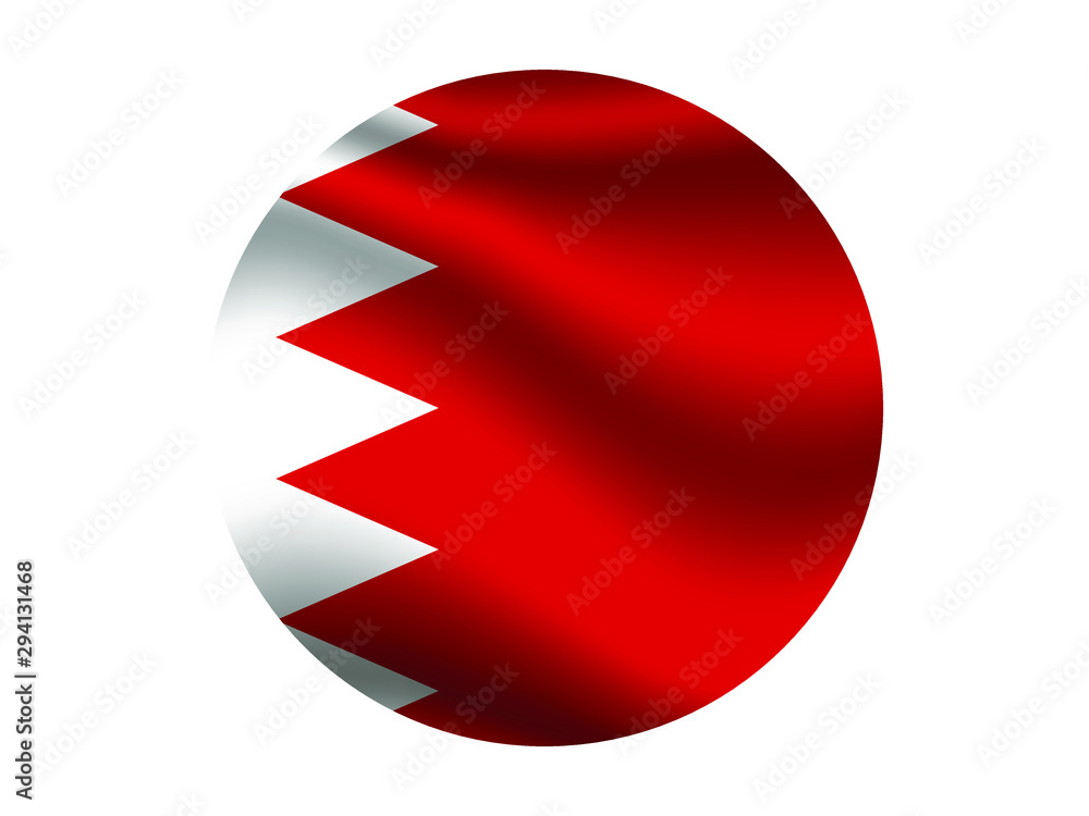 Bahrain Waving national flag with inside sticker round circke isolated ...