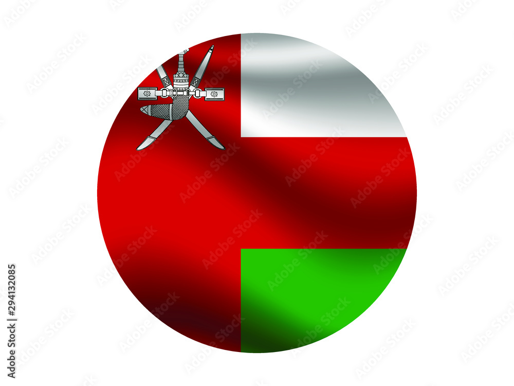 Oman Waving national flag with inside sticker round circke isolated on ...