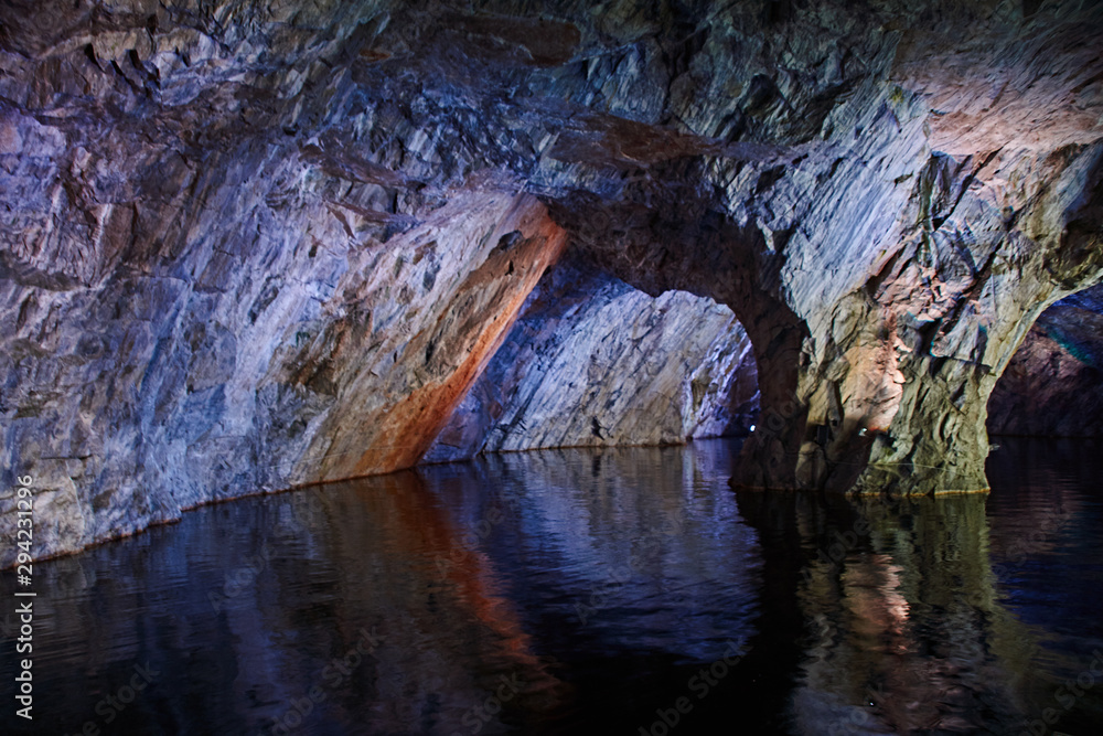 Underground Grotto Panorama.Types of a former underground marble quarry ...