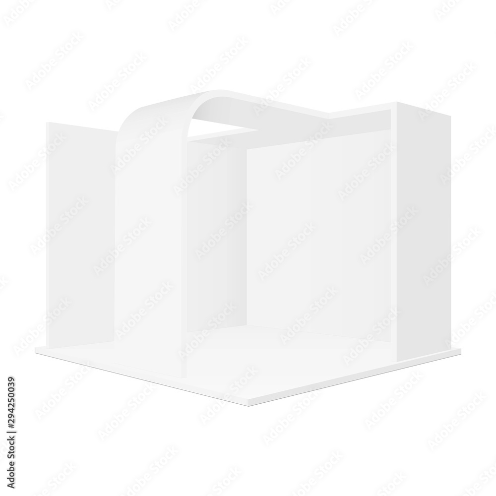Blank trade show exhibition booth mockup - side view. Vector ...