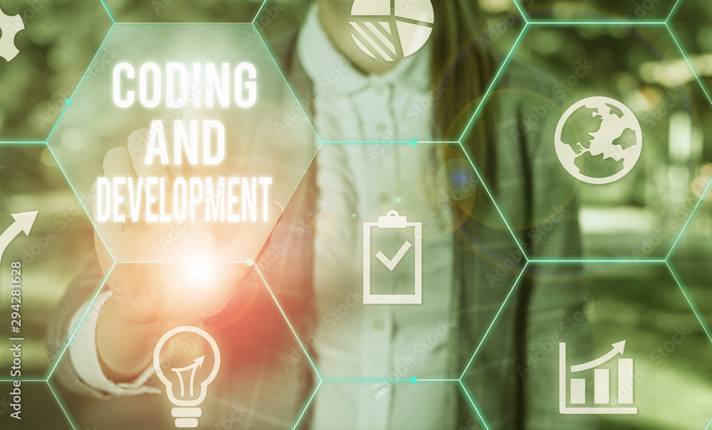 Writing note showing Coding And Development. Business concept for Programming Building simple ...