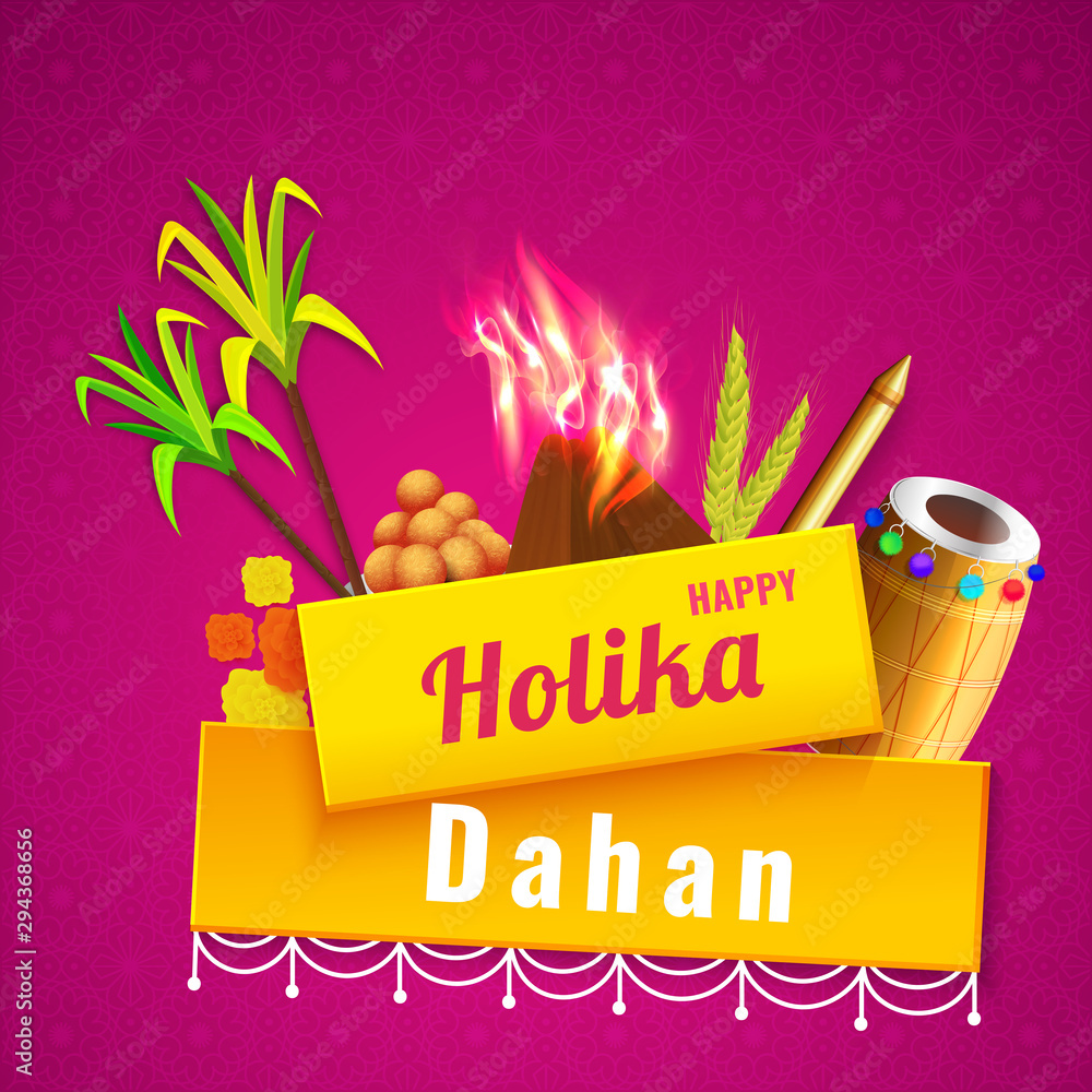Holika dahan template or poster design with festival elements ...