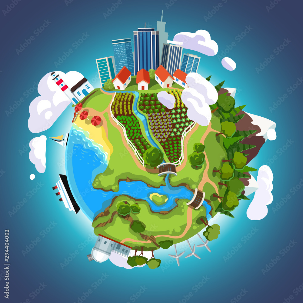 Cartoon 3D earth planet globe in space Stock Vector | Adobe Stock