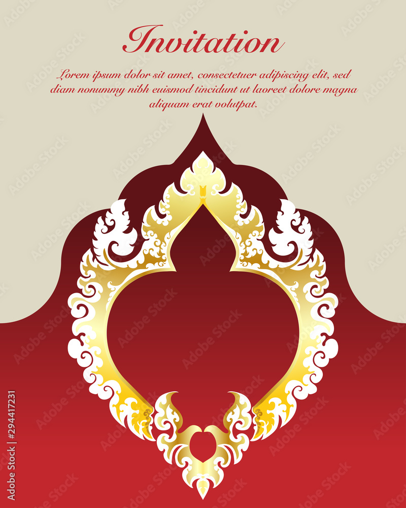 Vector of invitation card template, background and frame border. Thai ...