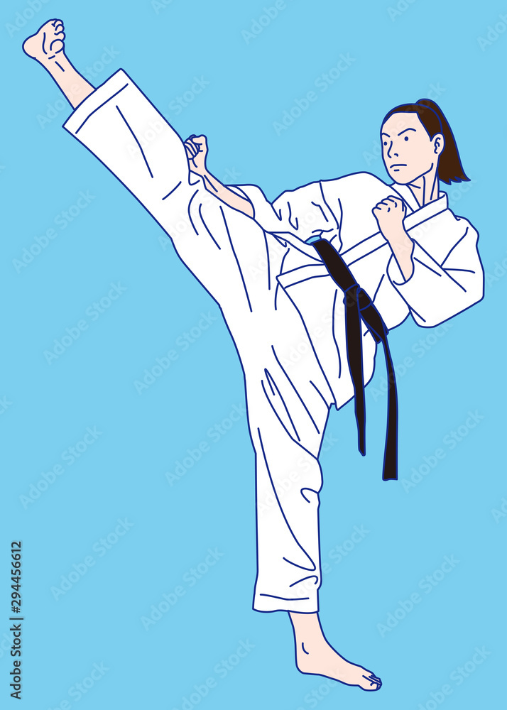 Female Karate player Kick vector illustration Stock Vector | Adobe Stock