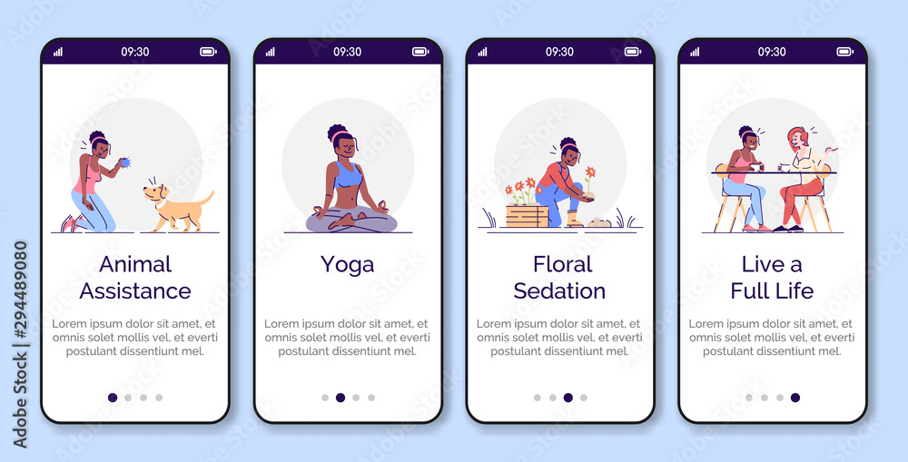 Stress management onboarding mobile app screen vector template. Keeping ...