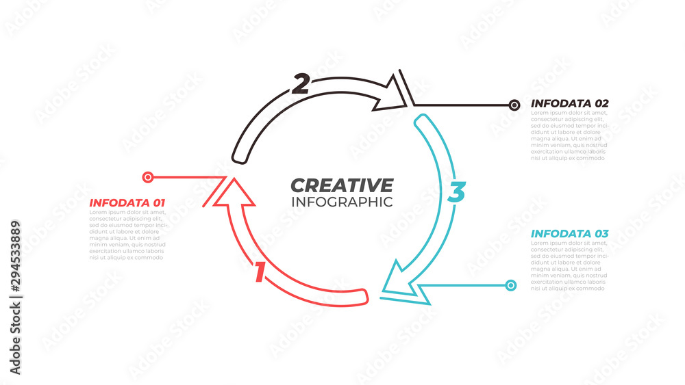 Business cycle process infographic design vector with arrows and 3 ...