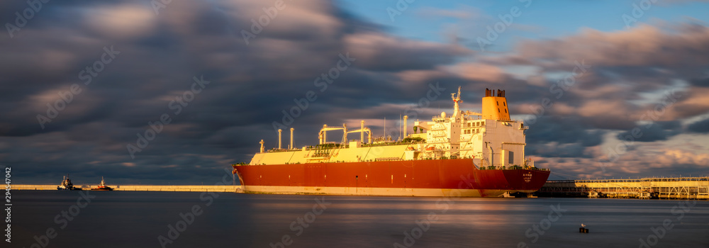 Swinoujscie, Poland-October 2019: AL RUWAIS, LNG Tanker, sailing under ...