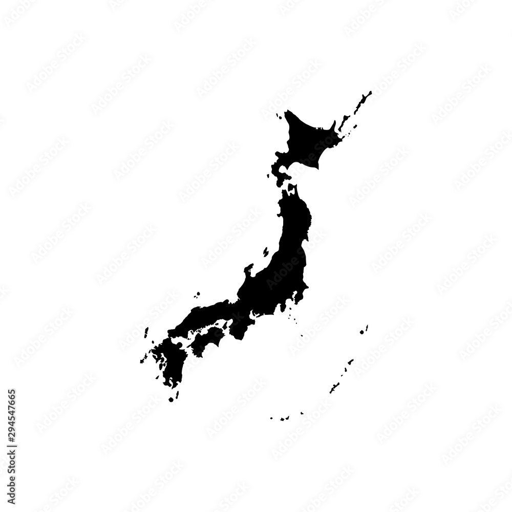 Japan map vector, isolated on white background. Black map template ...