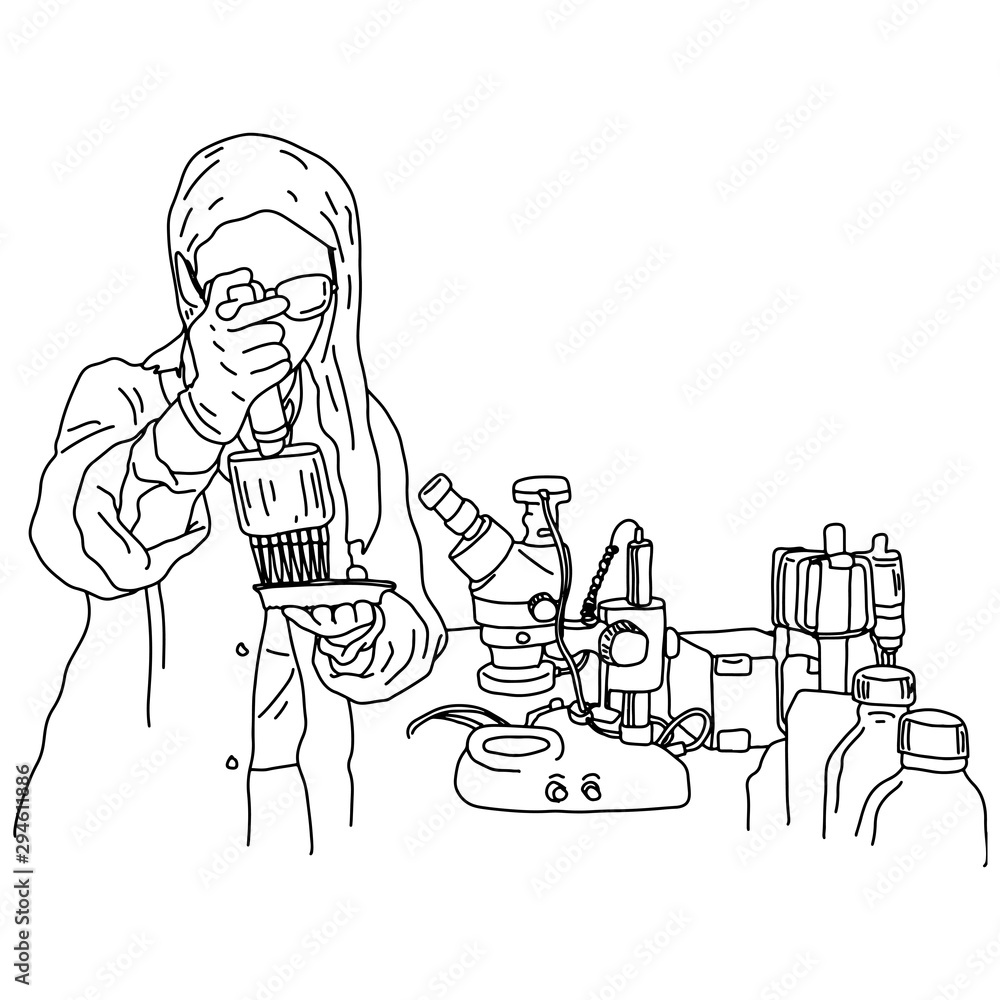 Girl Scientist Drawing