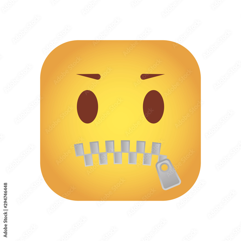square emoticon silent face character icon Stock Vector | Adobe Stock