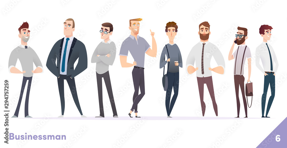 Businessman or people character design collection. Modern cartoon flat ...