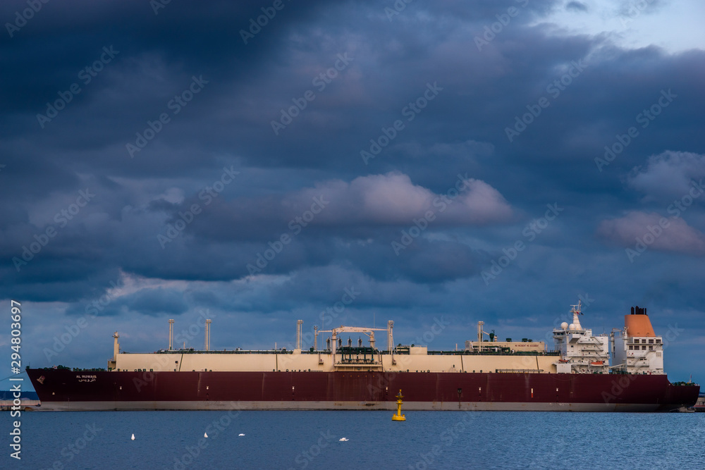 Swinoujscie, Poland-October 2019: AL RUWAIS, LNG Tanker, sailing under ...