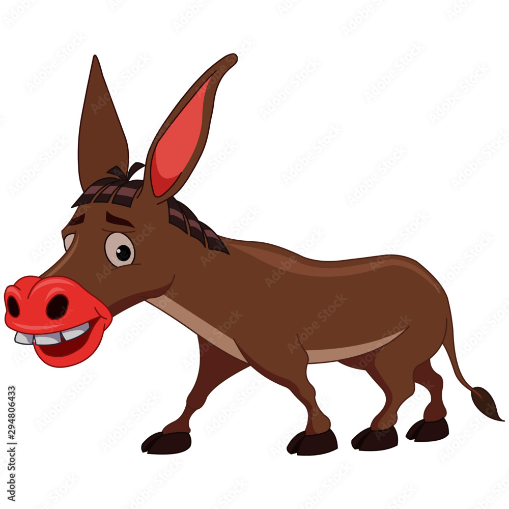 Donkey with Long Ears - Cartoon Vector Image Stock Vector | Adobe Stock