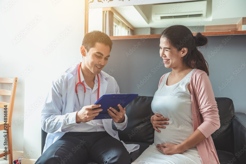 Doctor examine pregnant belly and mother healthcare check up, The ...