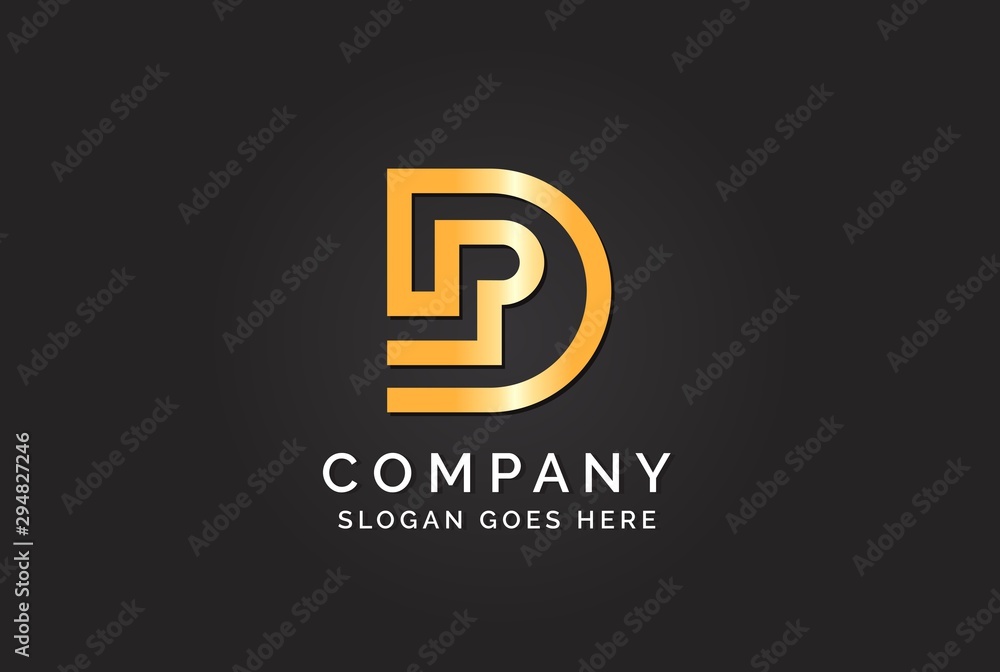 Luxury initial letter DLP golden gold color logo design. Tech business ...