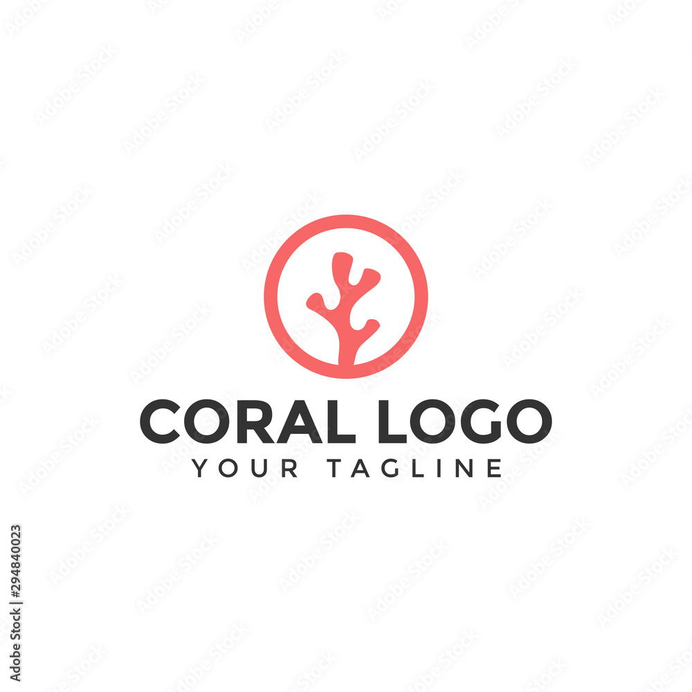Simple Circle Coral Logo Design Template Stock Vector | Adobe Stock