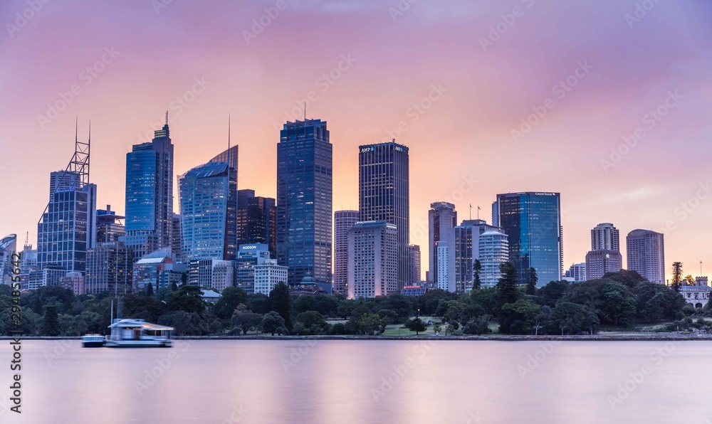 Sydney skyline at sunset time Stock Photo | Adobe Stock