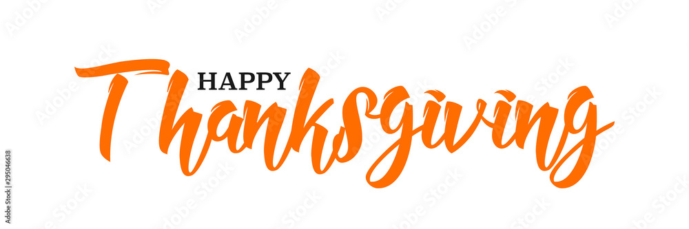 Happy Thanksgiving hand written calligraphic text, vector illustration ...