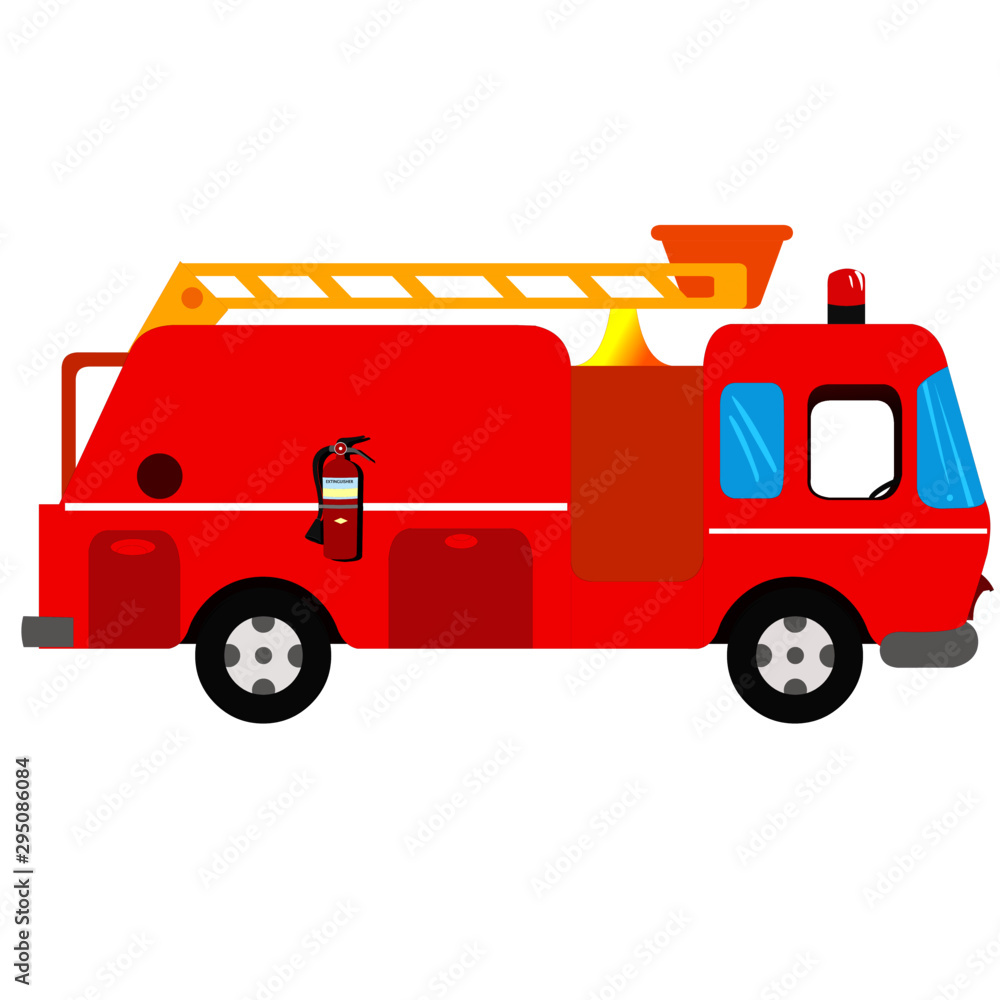 Fire Engine - Cartoon Vector Image Stock Vector | Adobe Stock