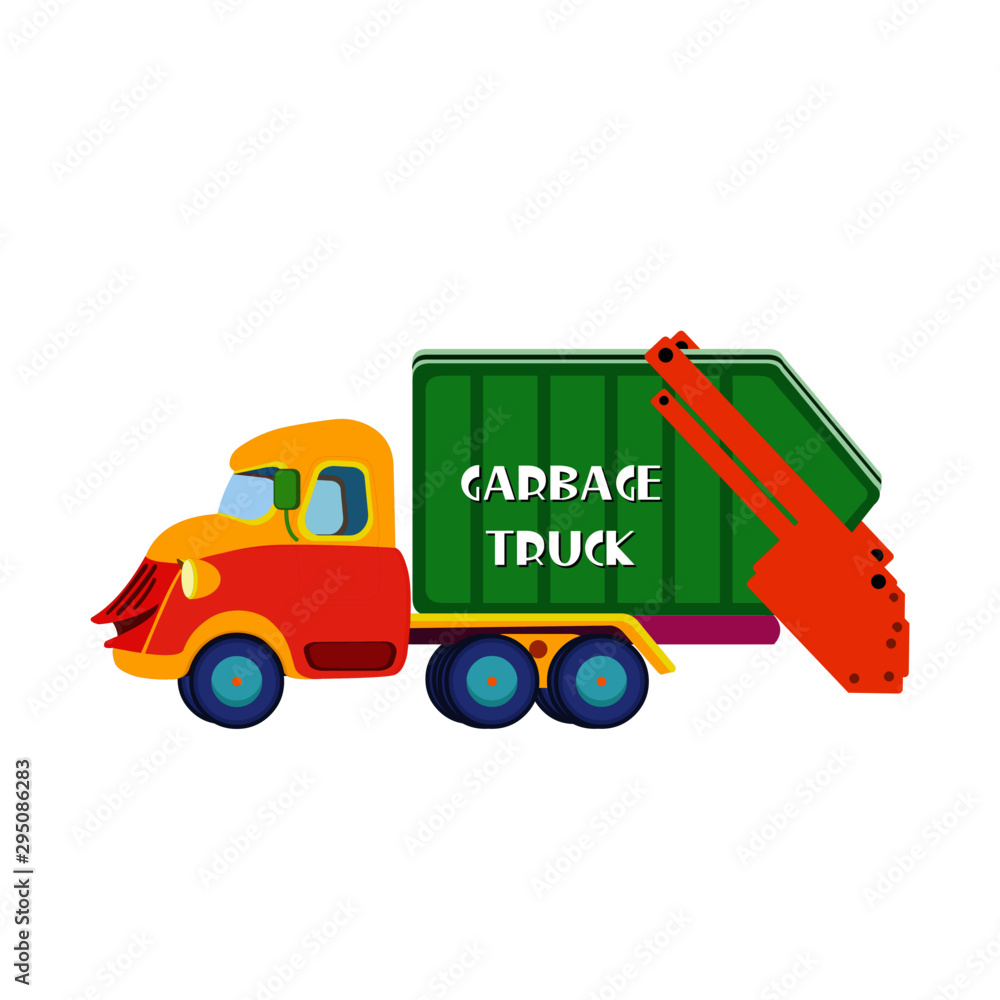 Garbage Truck - Cartoon Vector Image Stock Vector | Adobe Stock